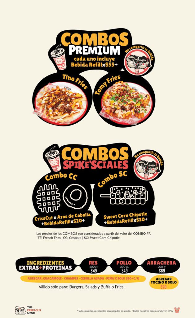 Menú – Spike's Burgers & Alitas